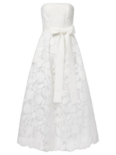Elie Saab Embroidered Tulle Gown With Sash - White