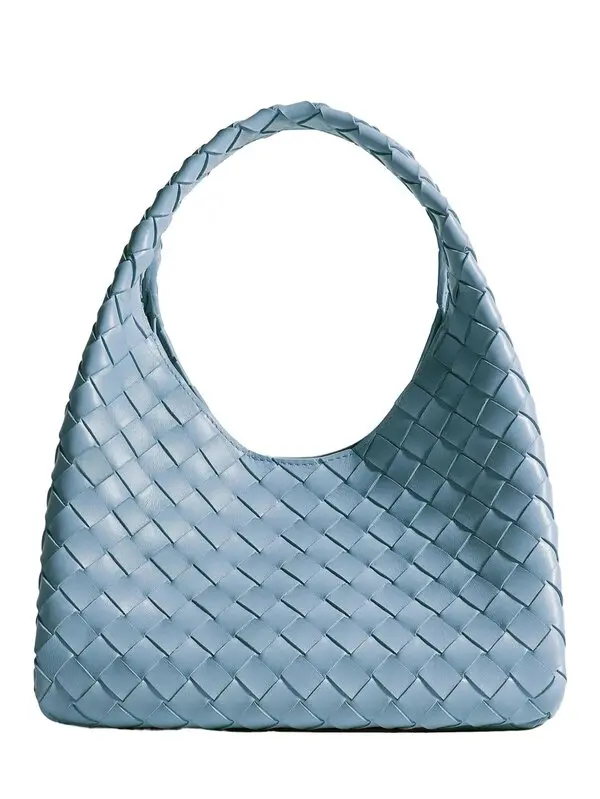 Bottega Veneta Small Campana Woven Leather Shoulder Bag - Mineral Color