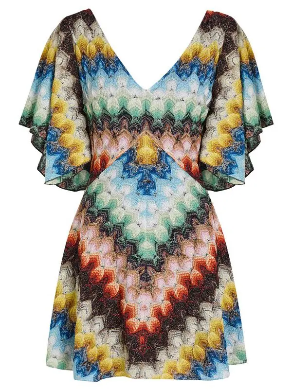 Missoni Patterned Raschel Lace Mini Dress - Multicoloured