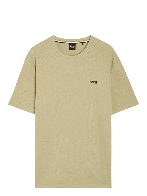 BOSS Logo-embroidered Waffle T-shirt - Green