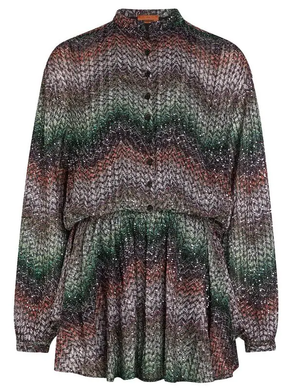 Missoni Chevron Sequin-embellished Metallic-knit Mini Dress - Multicoloured