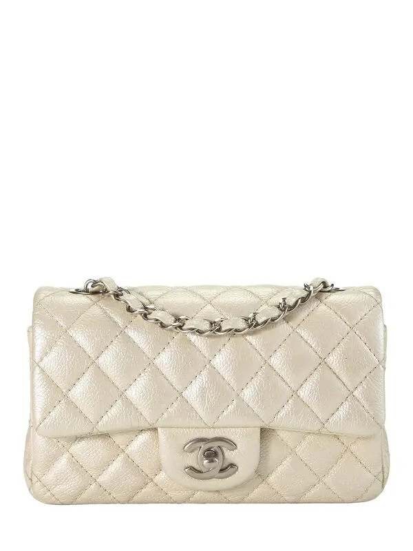 Chanel Quilted Caviar Rectangular Flap Bag - Cream