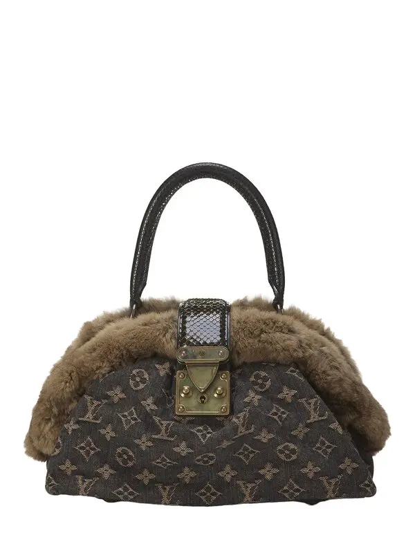 LOUIS VUITTON Monogram Denim Demi Lune Bag - Brown