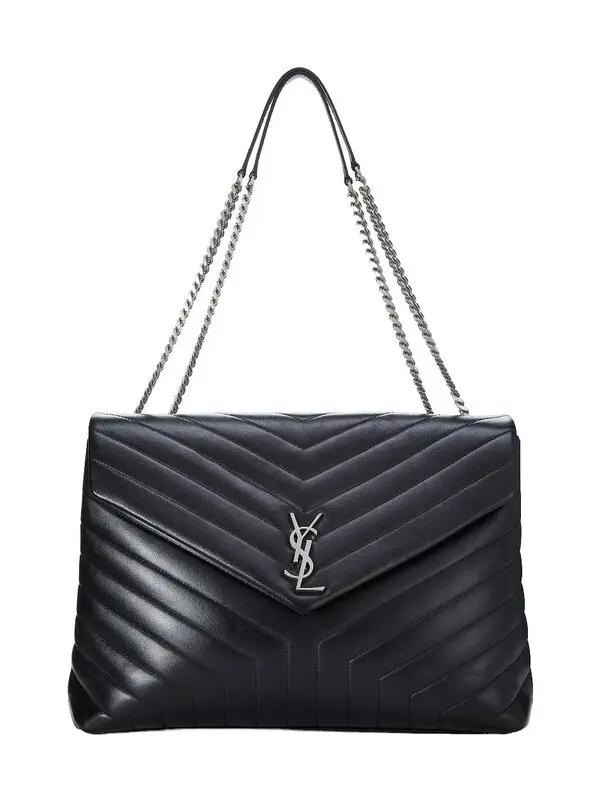 Saint Laurent Calfskin Monogram Loulou Shoulder Bag - Black