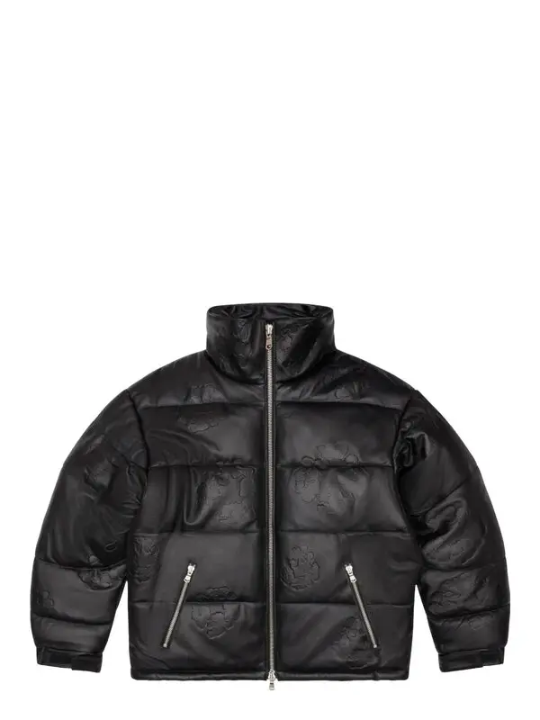DENIM TEARS Embossed Leather Puffer Jacket - Black