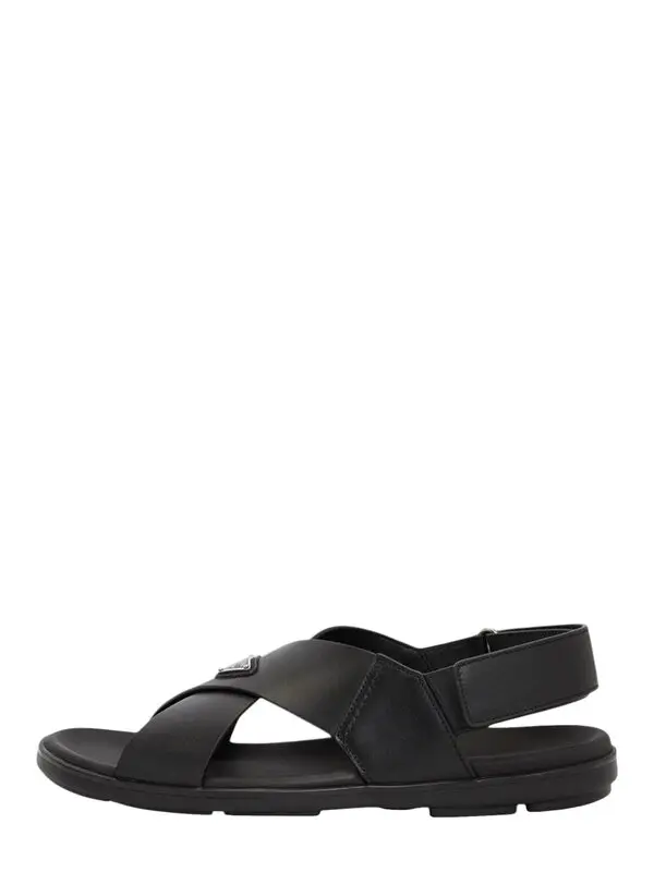 Prada Crisscross Leather Sandals - Black