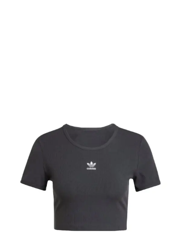 Adidas Essentials Ribbed Cropped T-shirt - Black
