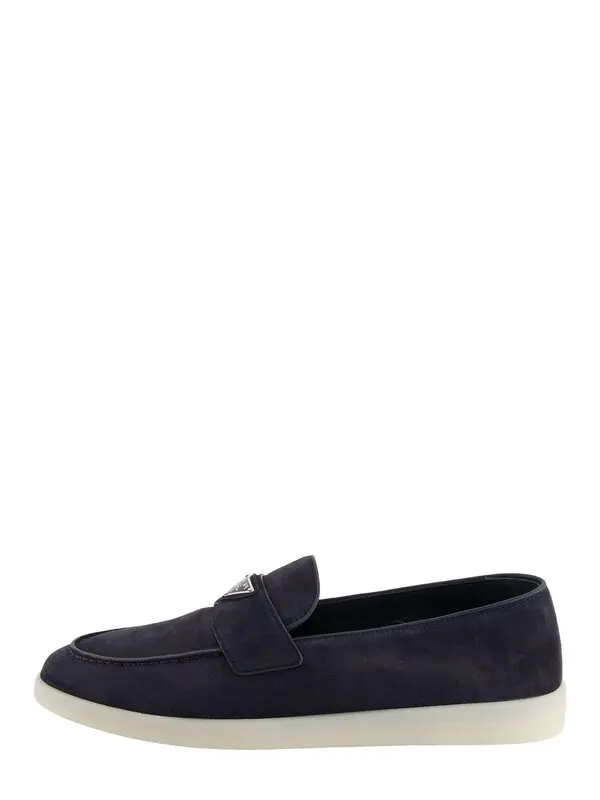 Prada Suede Logo Loafer - Navy