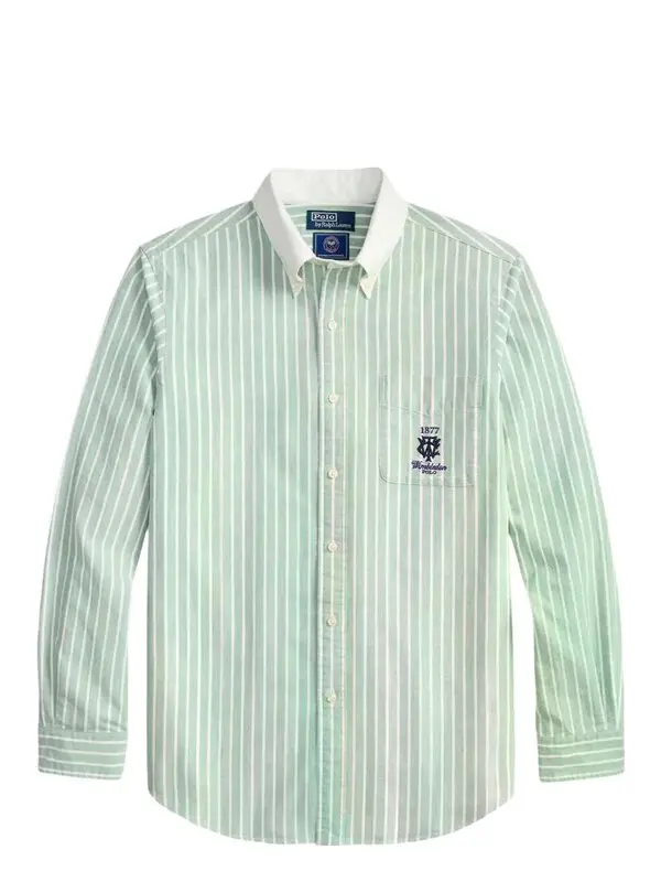 Polo Ralph Lauren Striped Embroidered Oxford Shirt - Green