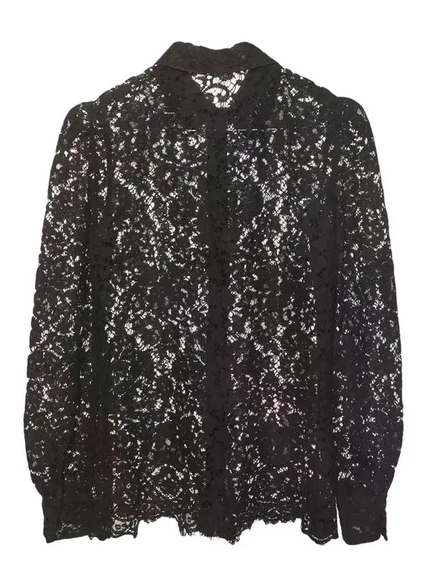 Dolce & Gabbana Floral Lace Button-up Shirt - Black