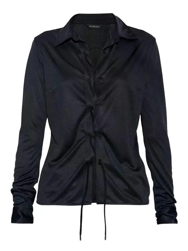 Balenciaga Lace-up Slim-fit Shirt - Black