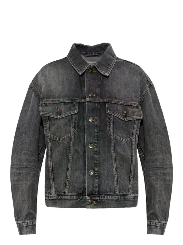 Balenciaga Logo Embroidered Buttoned Jacket - Grey