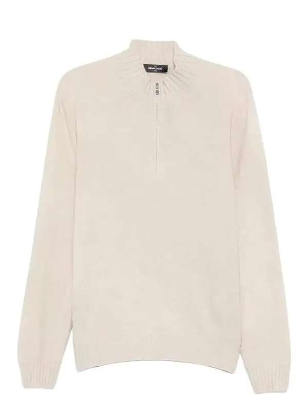 GRAN SASSO Half-zip Wool Sweater - Neutrals