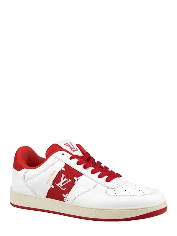 LOUIS VUITTON Rivoli Monogram Bandin Sneakers - White/red