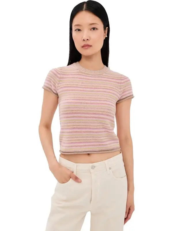 Sablyn Jude Cashmere Stripe Tee - Dune Heather