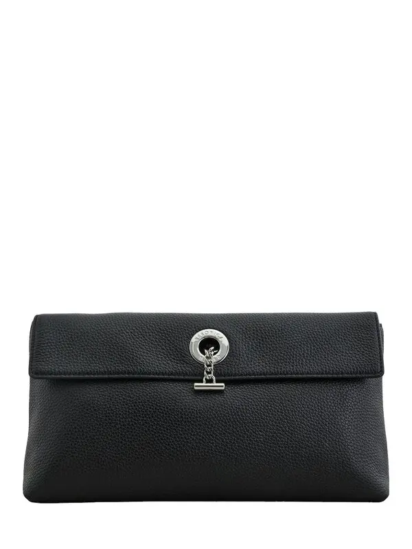 Veronica Beard Anchor Clutch In Textured Leather - Black