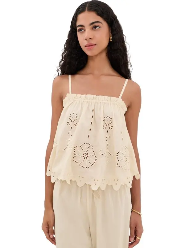 APIECE APART Embroidered Cami Top - Ecru
