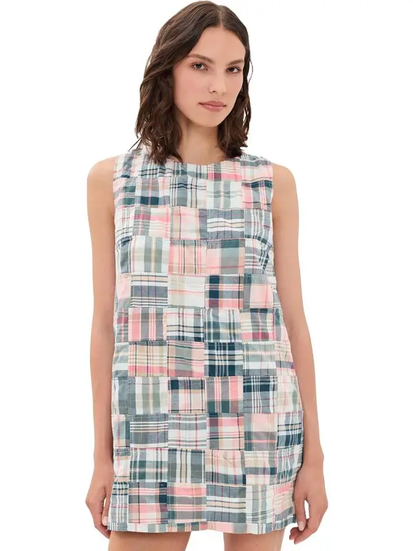 MAREA Patchwork Plaid Shift Dress - Madras Patchwork