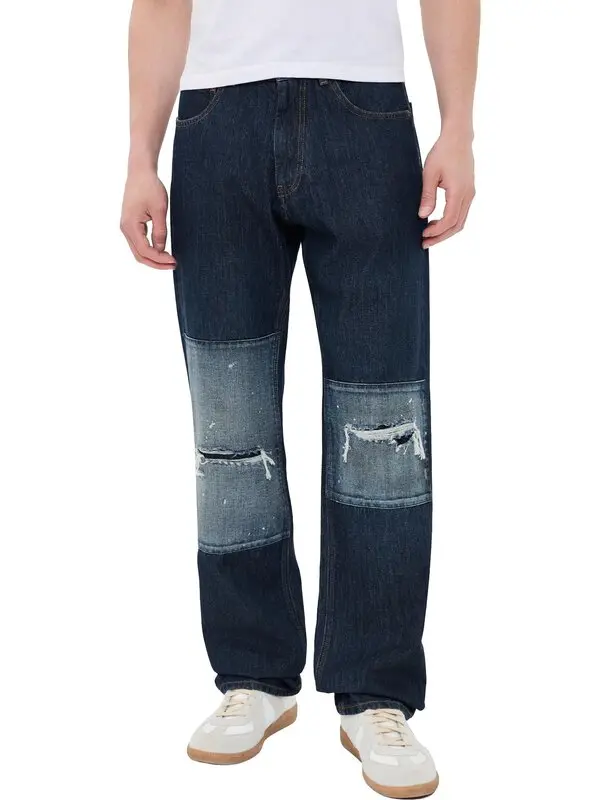 MAISON MARGIELA Paneled Distressed Jeans - Blue