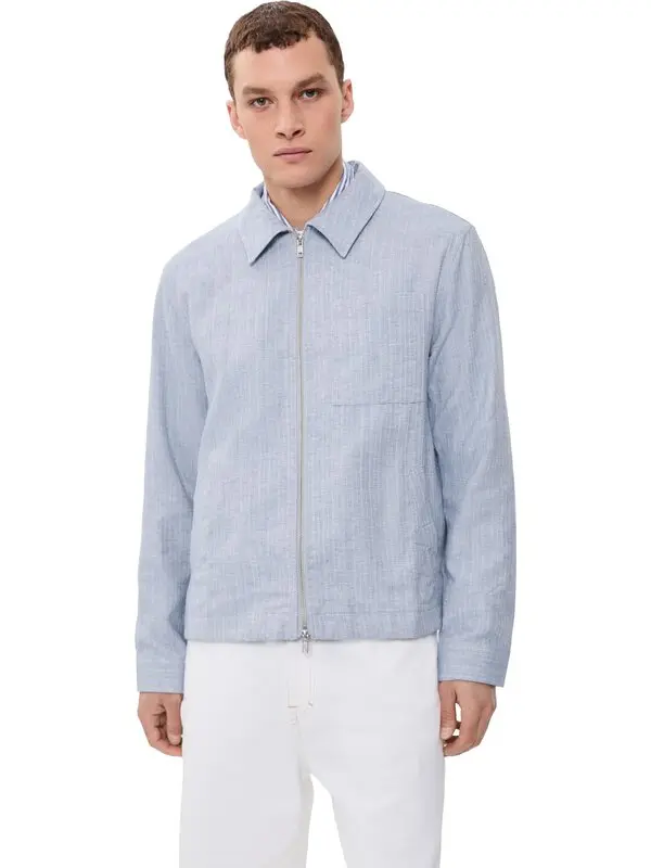 WAX LONDON Eldon Cotton Linen Herringbone Jacket - Light Blue