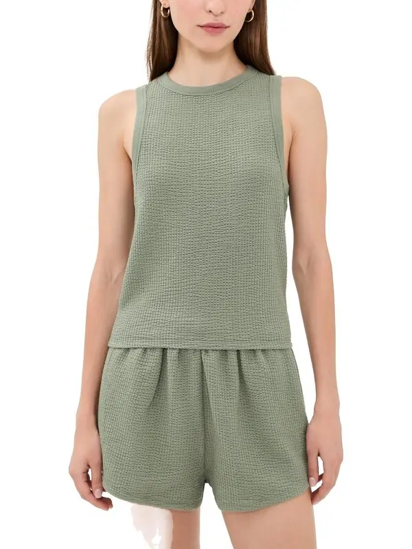 Lunya Seersucker Textured Knit Tank - Fresh Herb