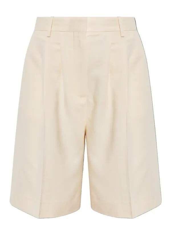 ANINE BING Bryson Pleated Knee-length Shorts - Cream