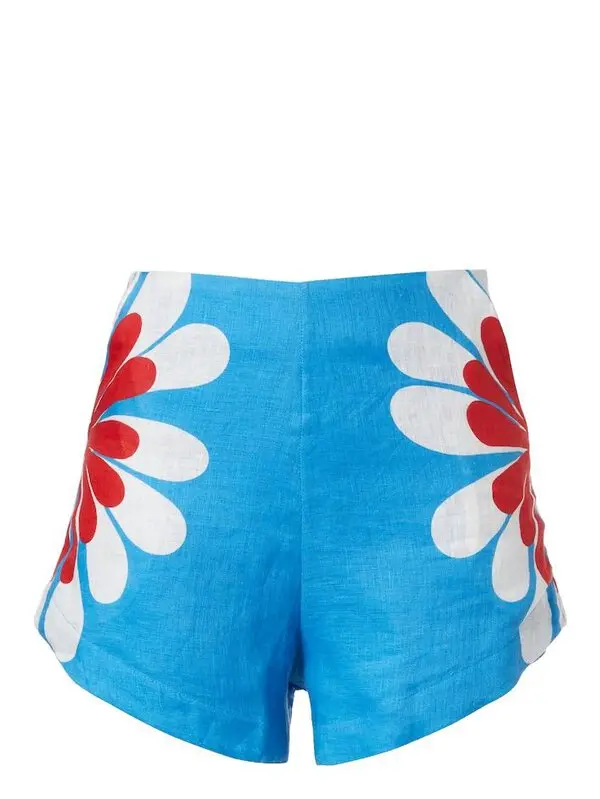 CALA DE LA CRUZ Bahamas Linen Shorts - Blue