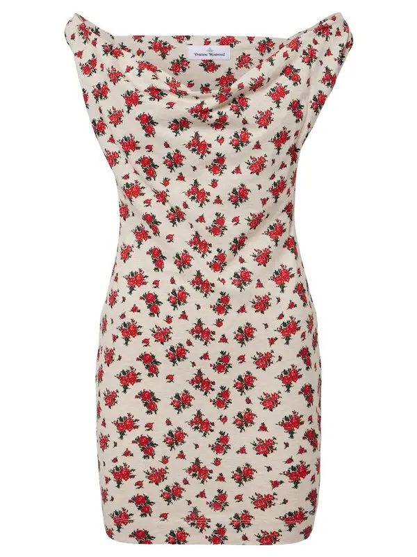 VIVIENNE WESTWOOD Anna Floral Cotton Jersey Mini Dress - White