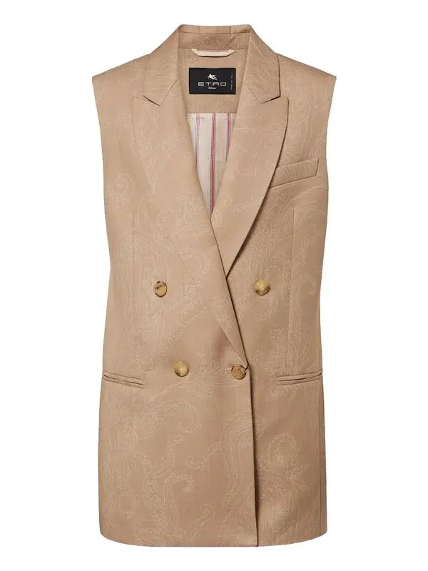 Etro Wool Jacquard Vest - Beige