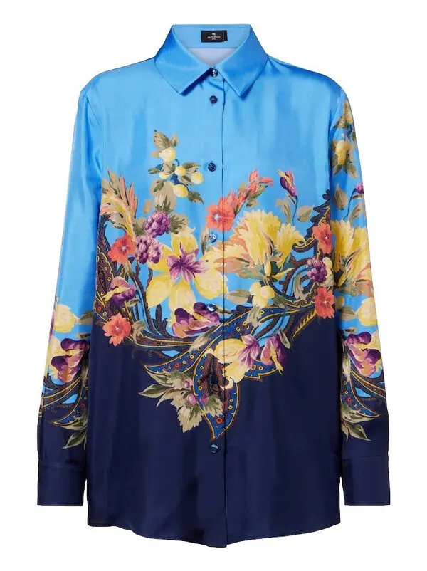 Etro Floral Silk Shirt - Blue