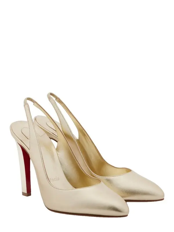 CHRISTIAN LOUBOUTIN Metallic Leather Slingback Pumps - Gold