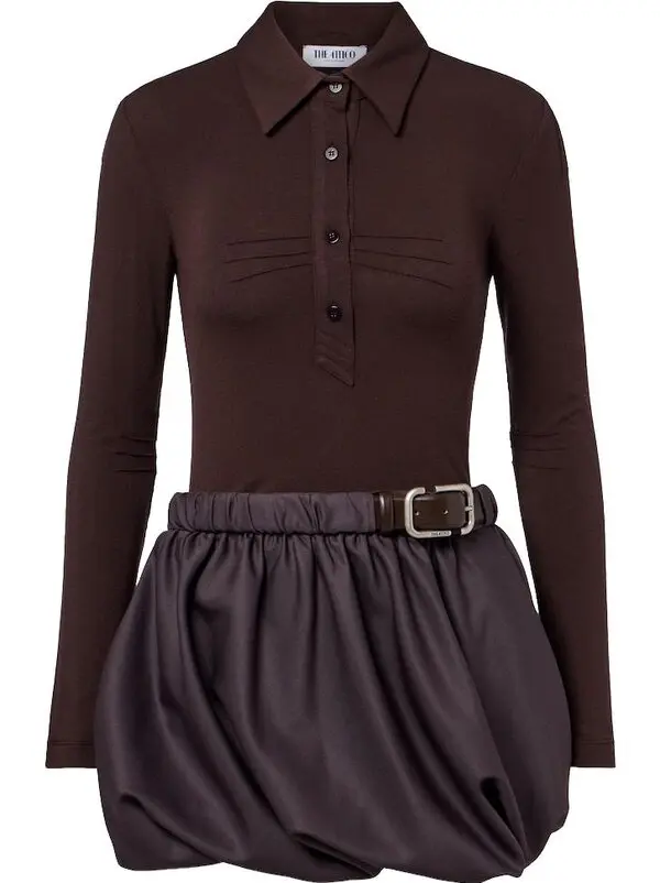 Attico Belted Polo Dress Dark - Brown