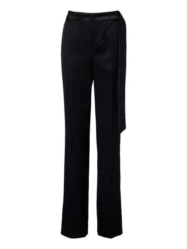 Attico Virgin Wool Wide-leg Pants - Black