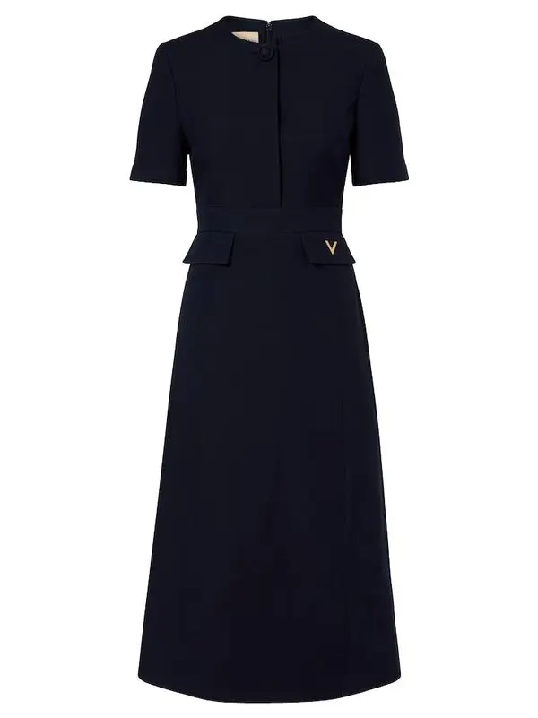 Valentino Garavani Crepe Couture Vgold Midi Dress - Blue