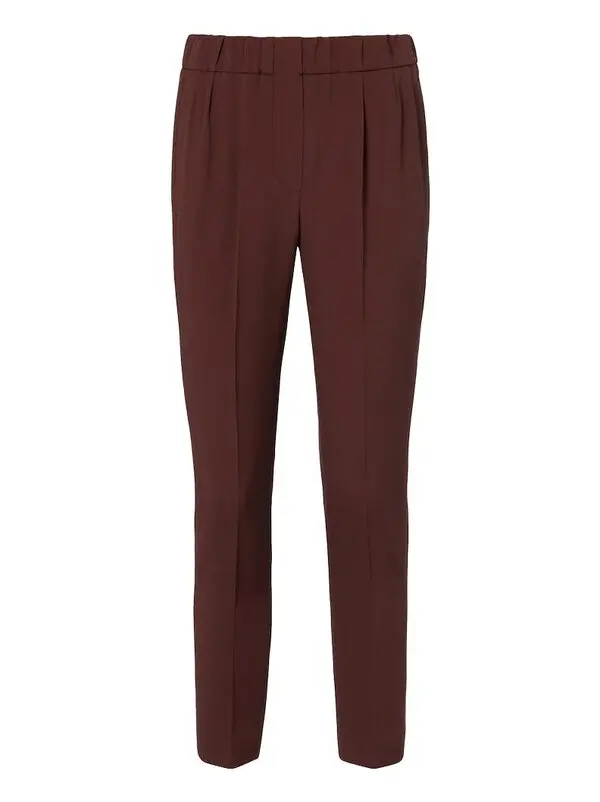 Brunello Cucinelli Crêpe Straight-leg Tailored Pants - Brown