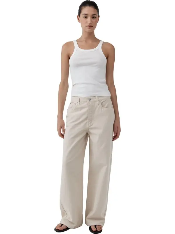 ST. AGNI Canvas Classic Mid Rise Straight Leg Jeans - Ecru