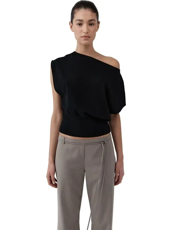 ST. AGNI Cashmere Asymmetric Top - Black