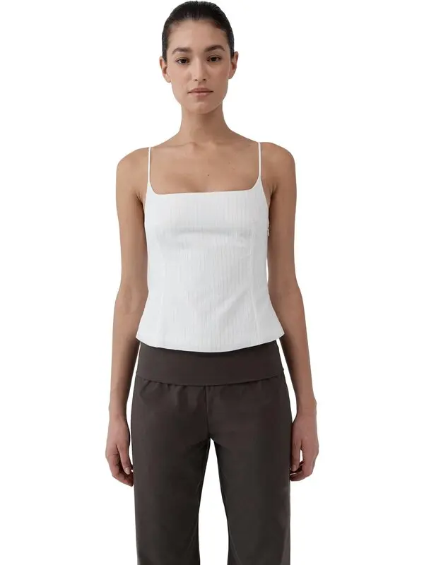 ST. AGNI Pinstripe Cami - White