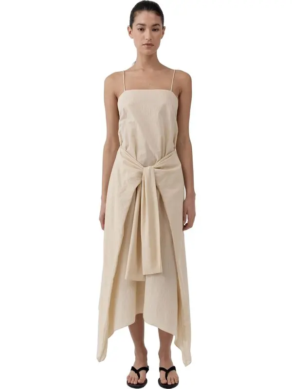 ST. AGNI Pinstripe Relaxed Cocoon Dress - Straw