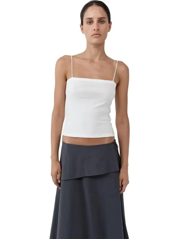 ST. AGNI Organic Cotton Square Neck Cami - White