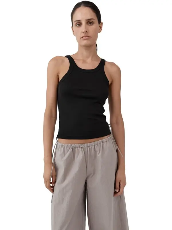 ST. AGNI Organic Cotton Racer Singlet - Jet Black