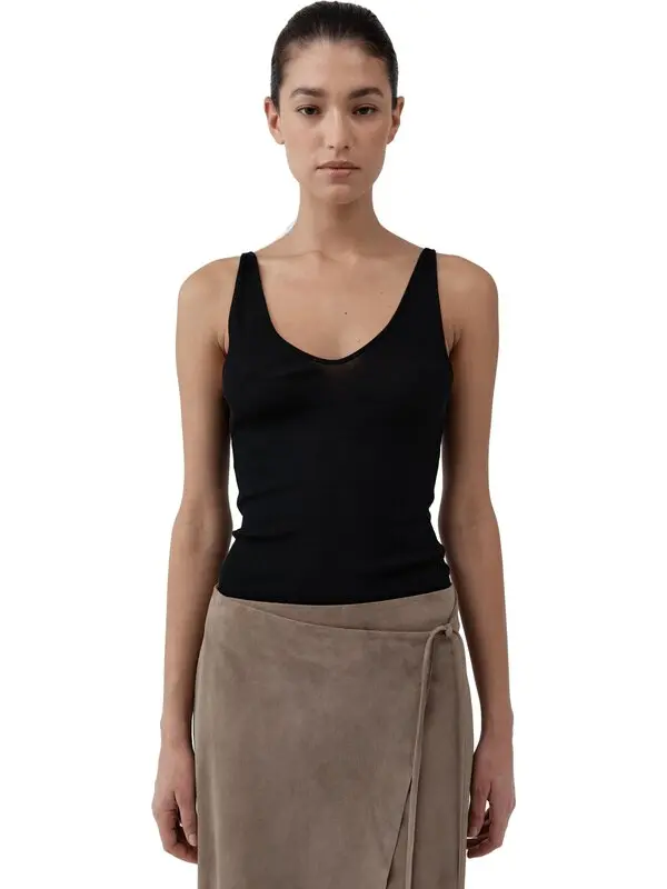 ST. AGNI Baby Wool Scoop Cami - Black