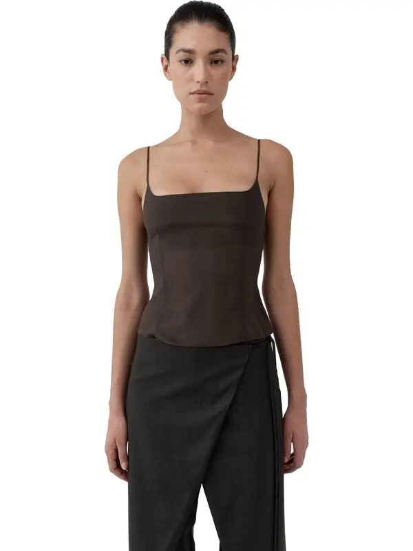 ST. AGNI Stretch Silk Cami - Cedar