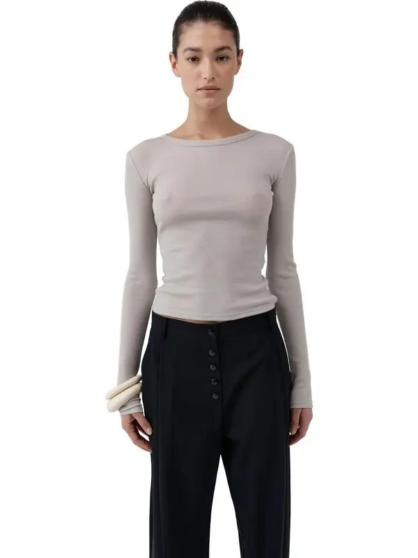 ST. AGNI Baby Wool Long Sleeve Top - Soft Ash