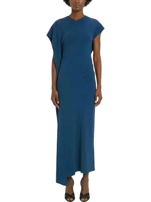 Victoria Beckham Asymmetric V-neck Midi Dress - Blue