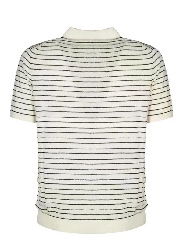 ROBERTO COLLINA Striped-knit Polo Shirt - Neutrals