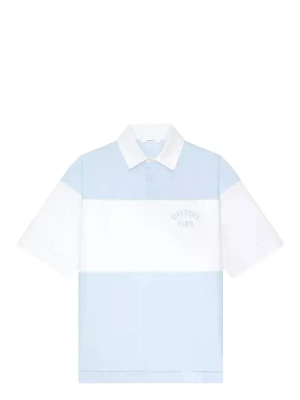 Givenchy Polo In Cotton With Paris Embroidery - Blue