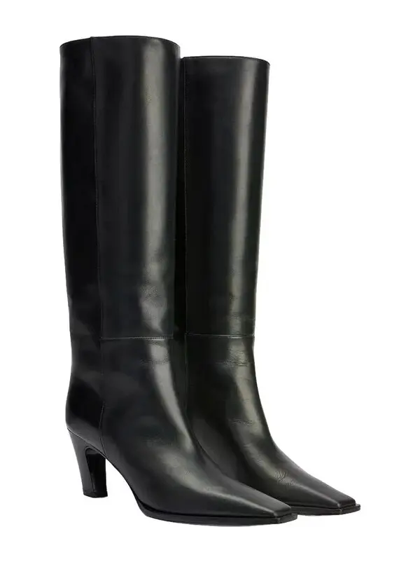 Roberto Cavalli Rc Logo-plaque Leather Knee-high Boots - Black