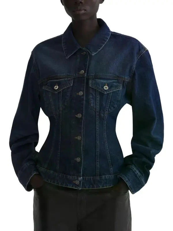 MUGLER Hourglass Round Denim Jacket - Blue