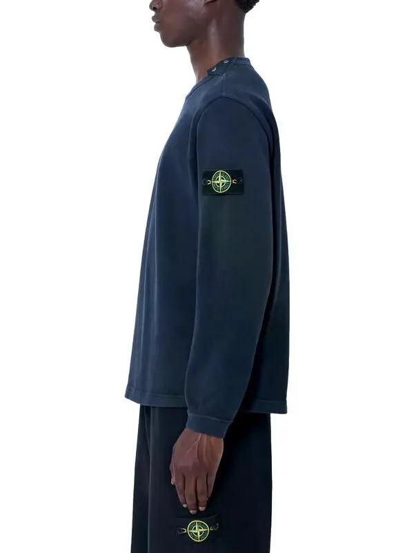 Stone Island Logo-patch Button-detail Sweatshirt - Blue